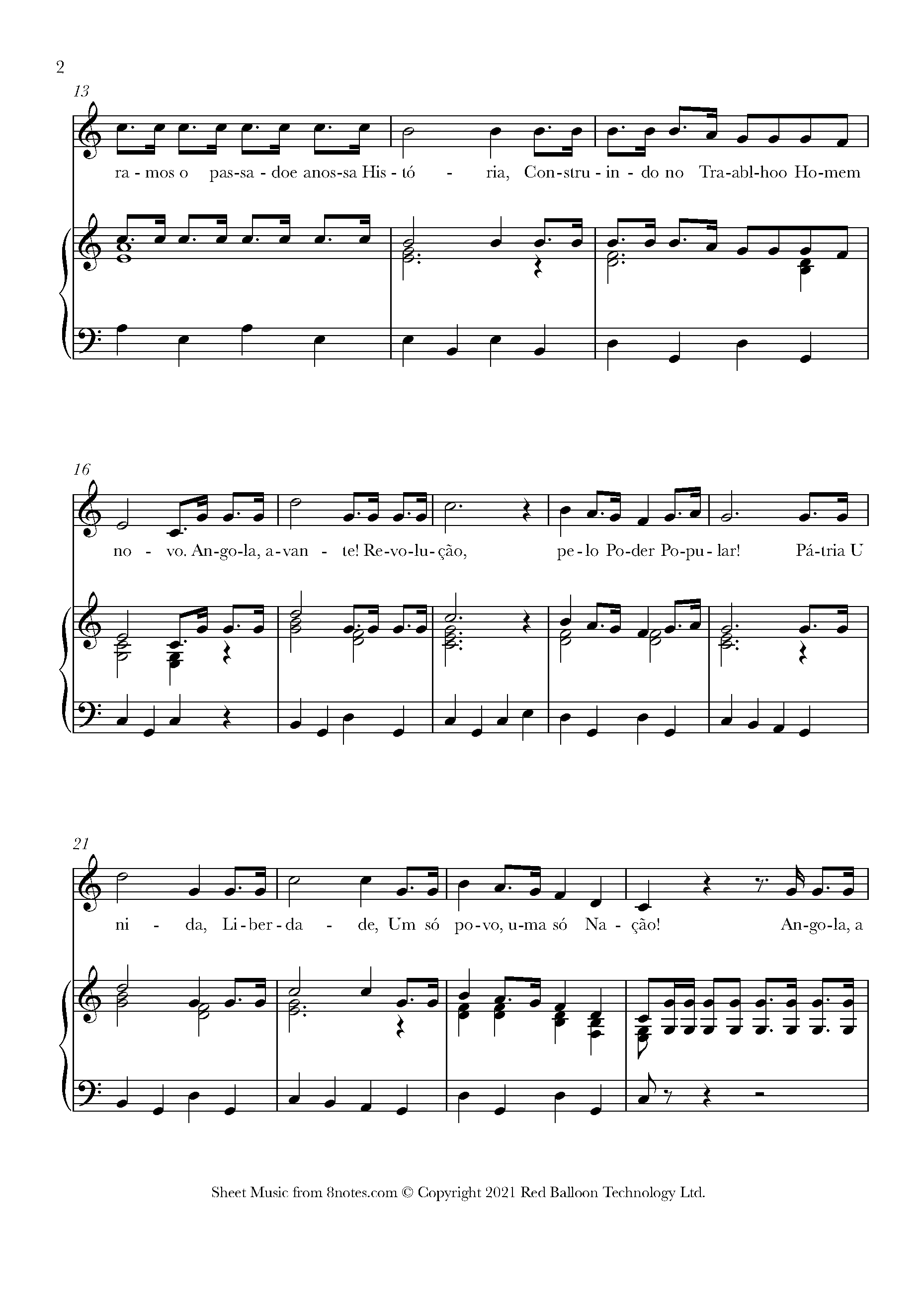 Angola Avante (National Anthem of Angola) Sheet music for Voice ...