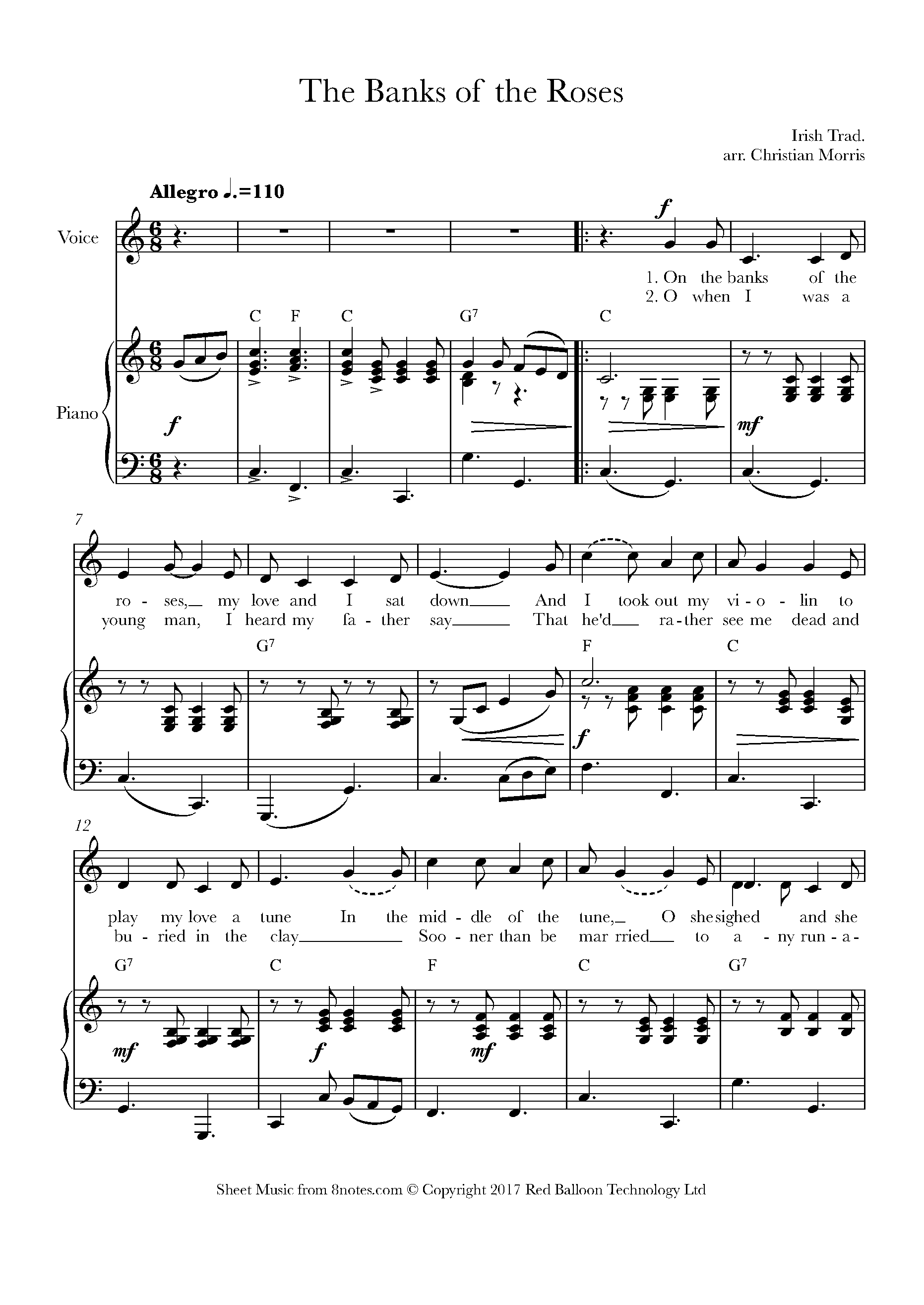 The Banks of the Roses (Irish Trad.) Sheet music for Voice - 8notes.com