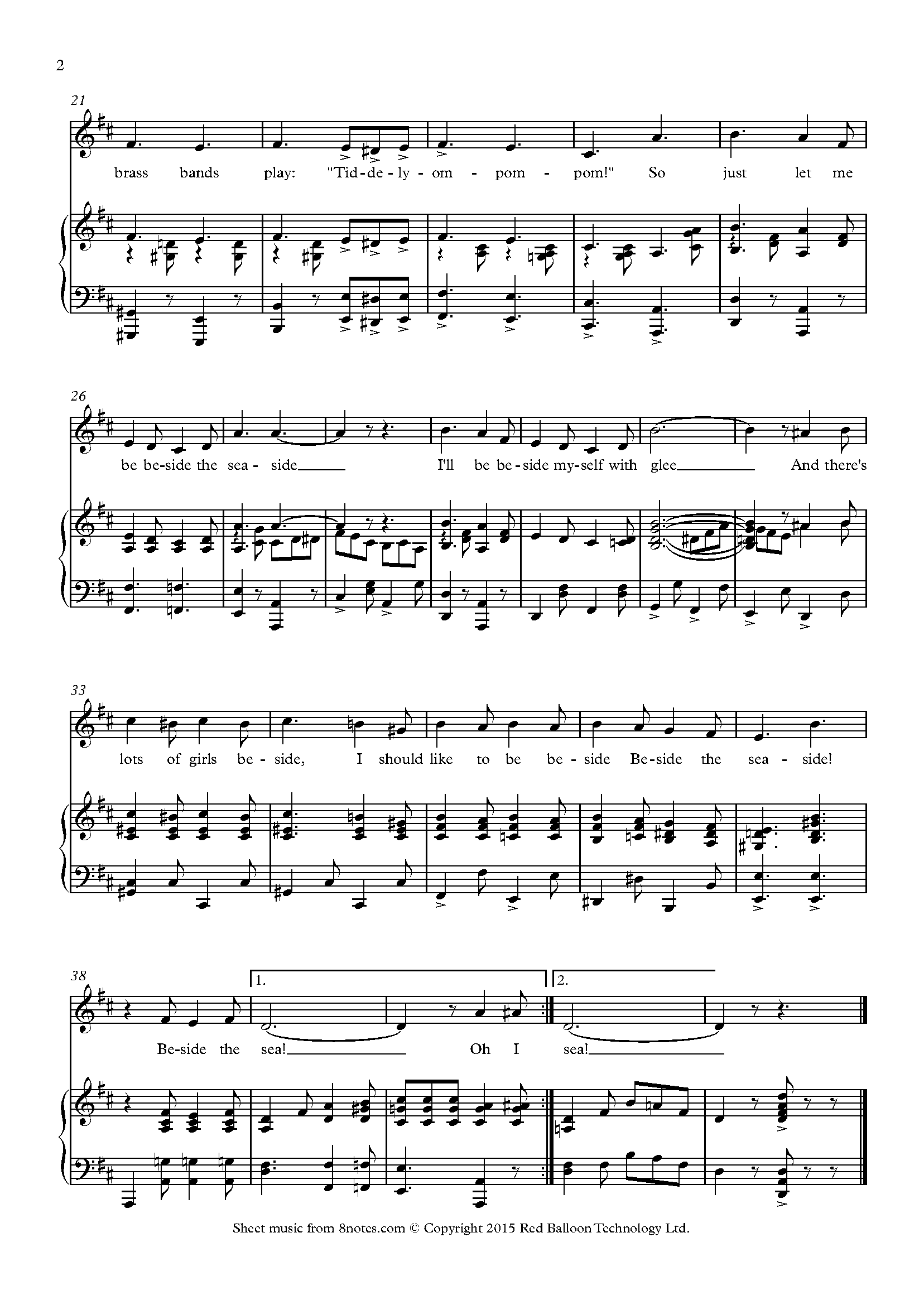 John A. Glover-Kind - I Do Like To Be Beside The Seaside Sheet music ...