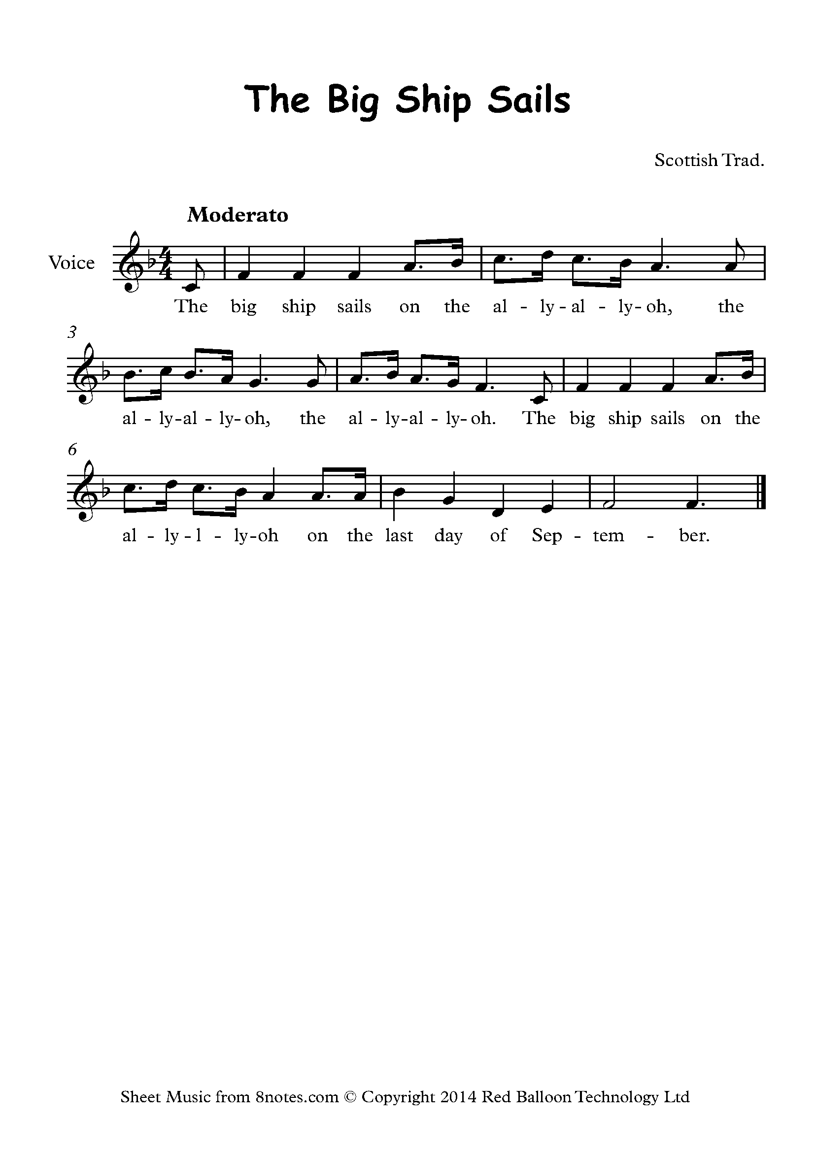 The Big Ship Sails (Scottish Traditional) Sheet music for Voice ...