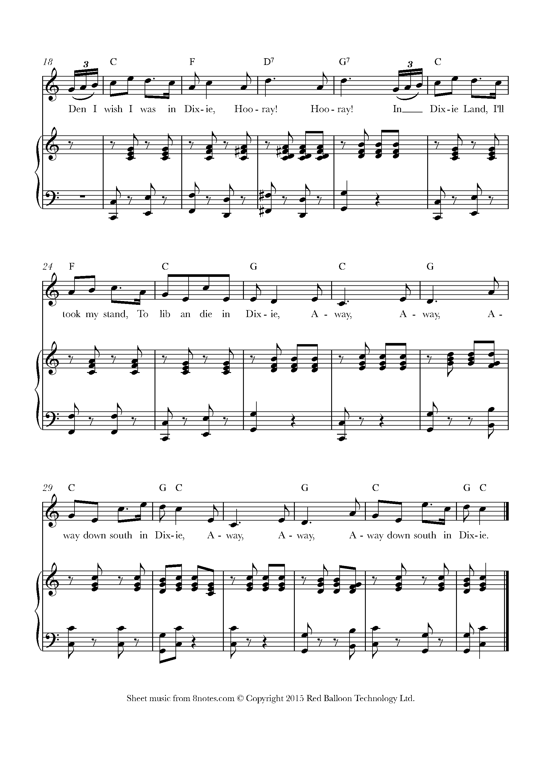 Dixie Sheet music for Voice - 8notes.com
