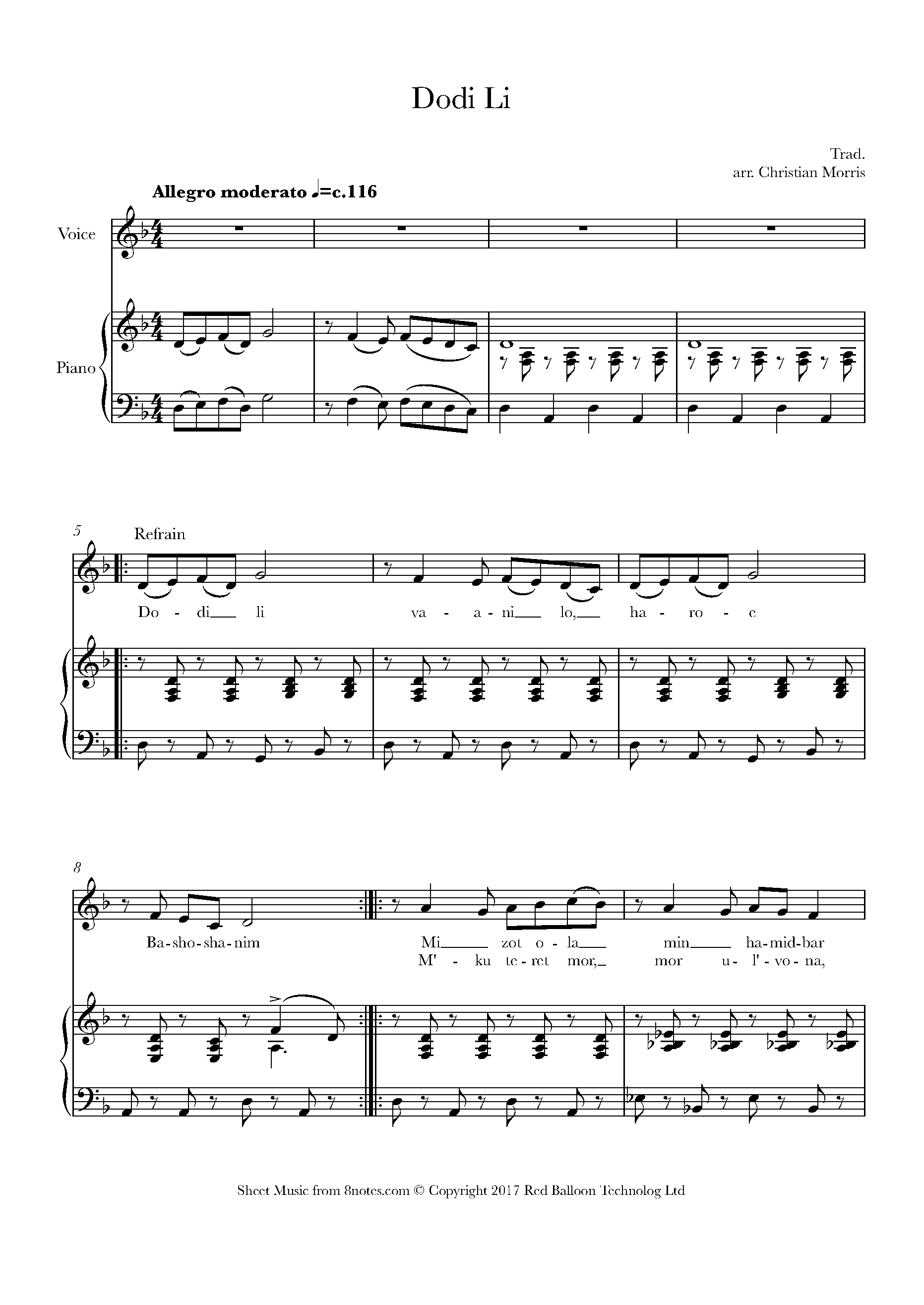 Dodi Li Sheet music for Voice - 8notes.com