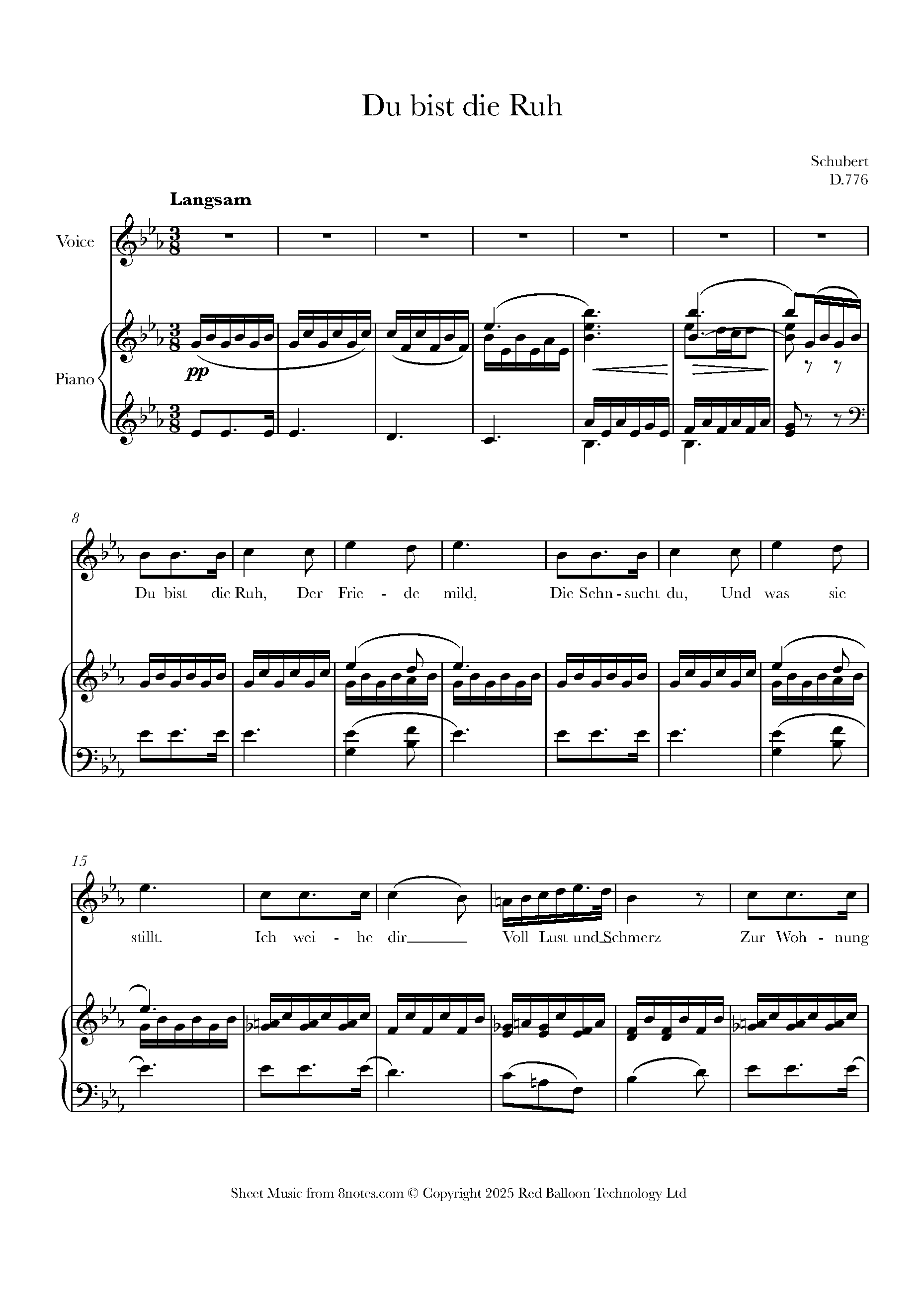 Schubert, Franz - Du bist die Ruh, D.776 for Voice - Free Sheet music ...