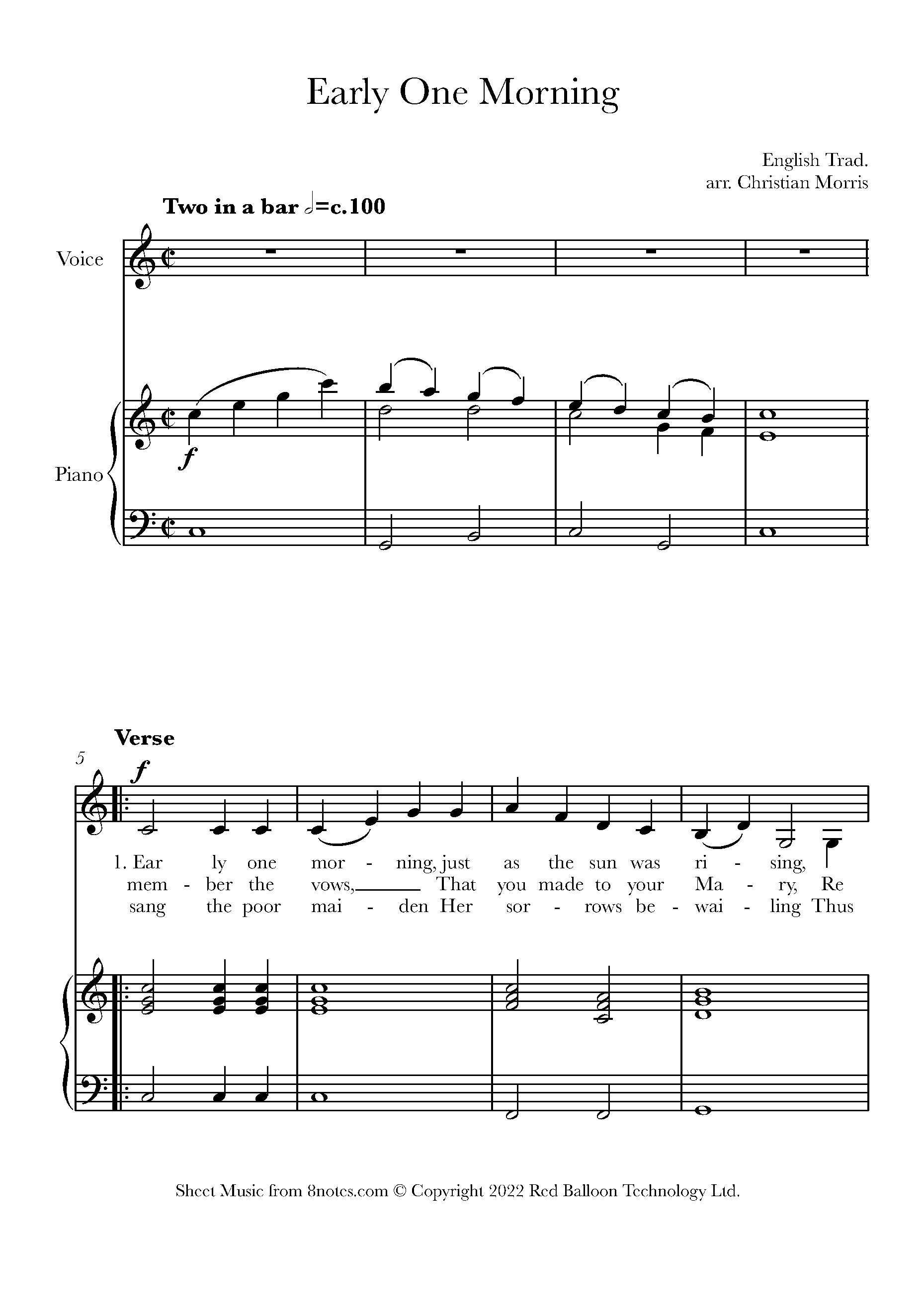 Early One Morning Sheet music for Voice - 8notes.com