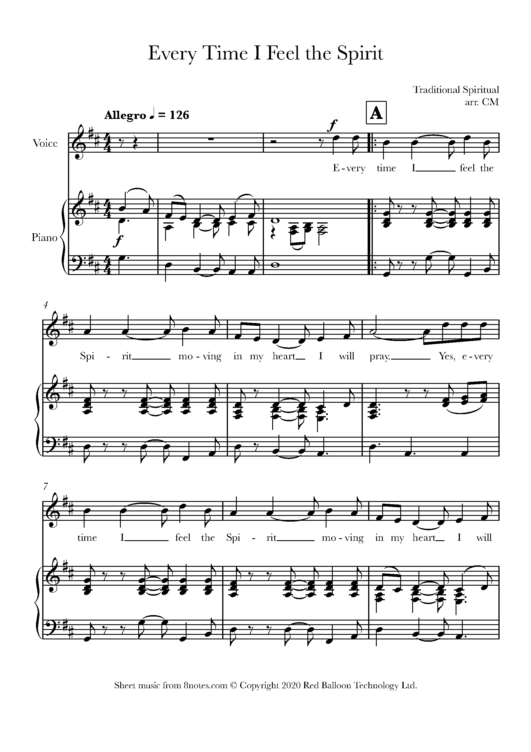 Every Time I Feel the Spirit (Spiritual) Sheet music for Voice - 8notes.com