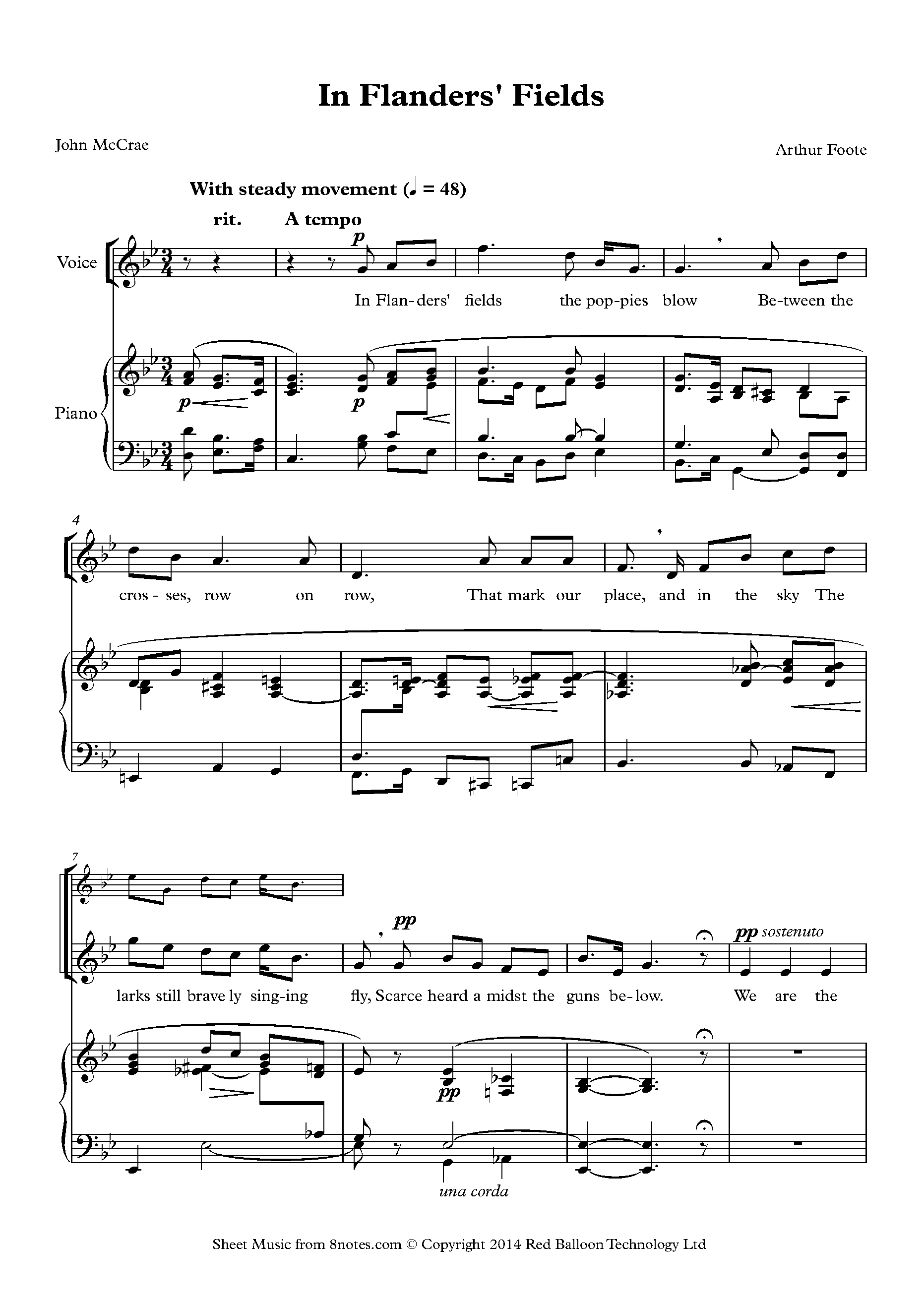 Foote - In Flanders' Fields Sheet music for Voice - 8notes.com