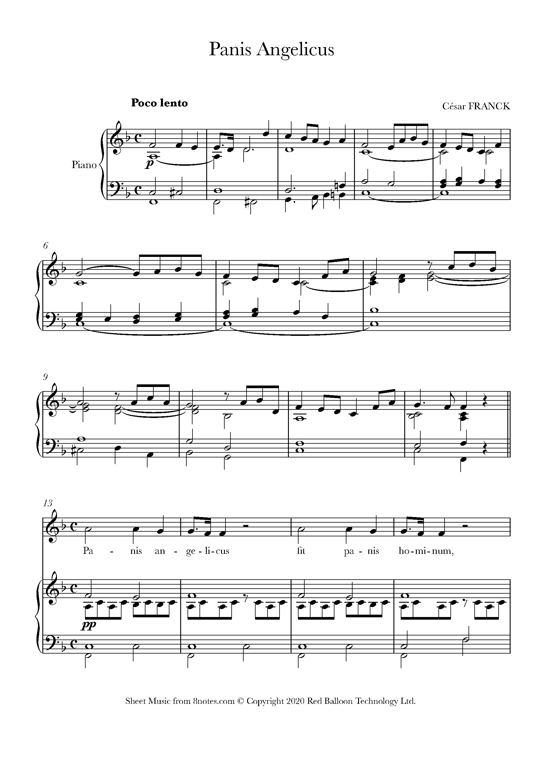 Franck - Panis Angelicus Sheet music for Voice - 8notes.com