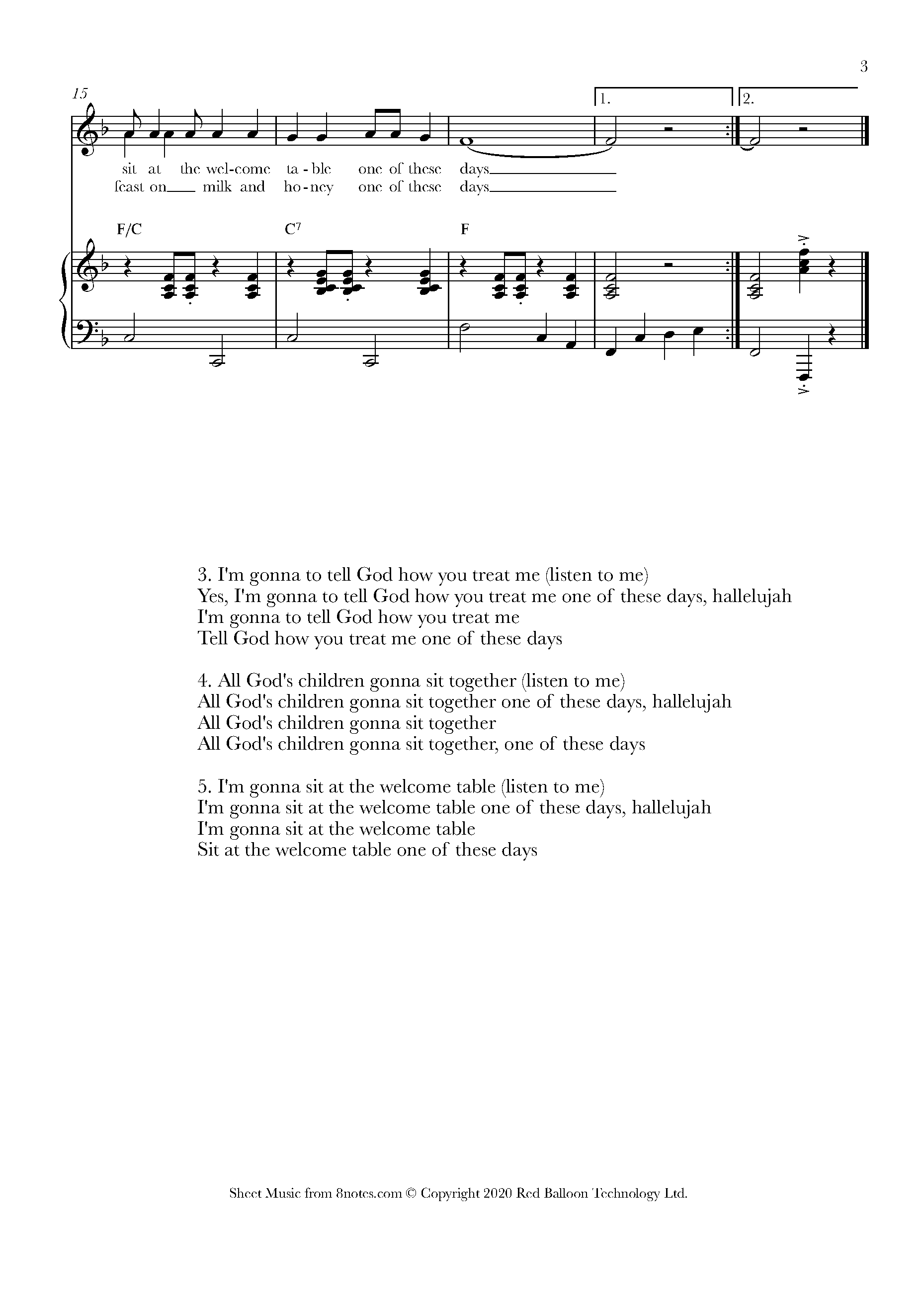 I'm Gonna Sit at the Welcome Table Sheet music for Voice - 8notes.com