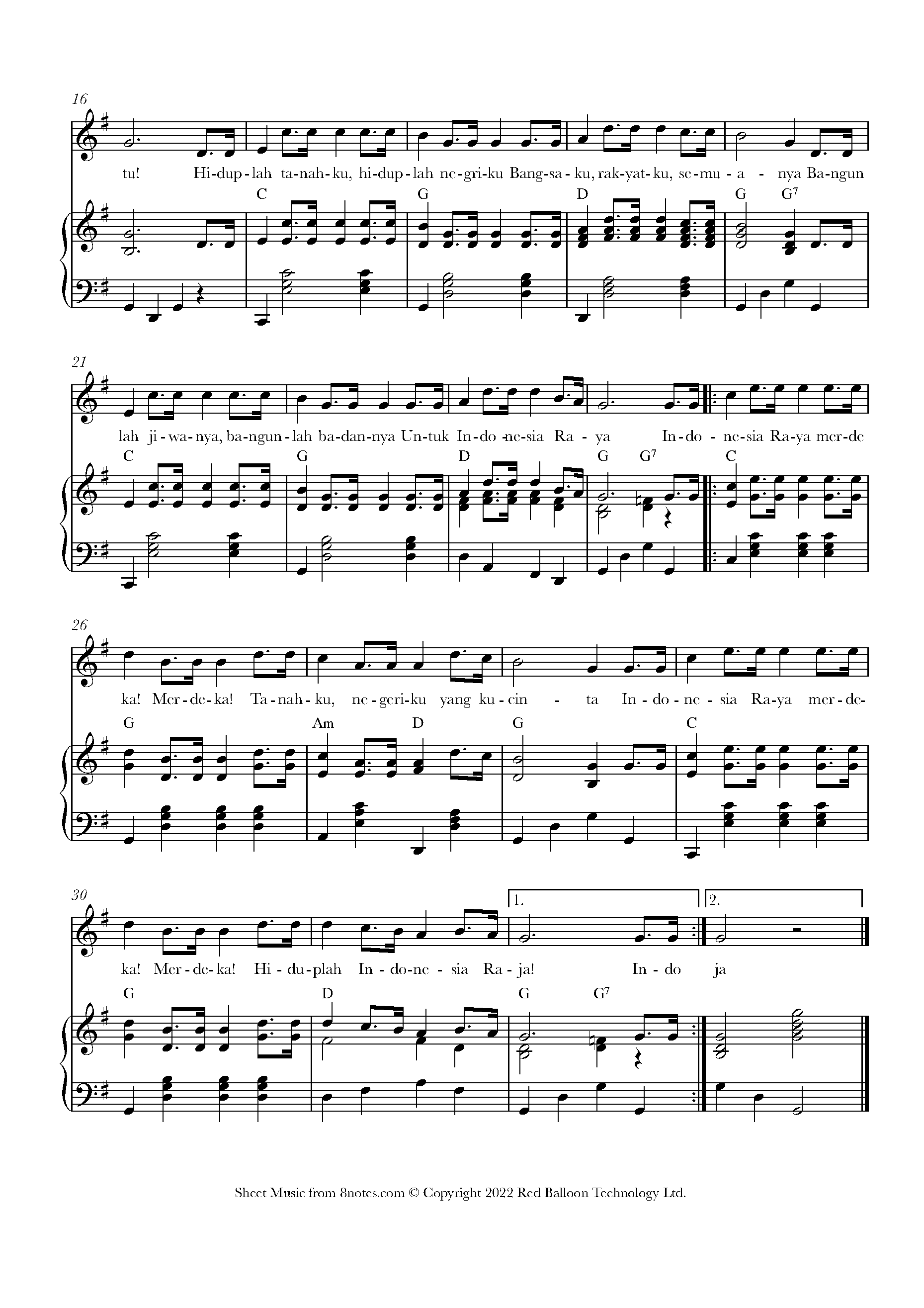 Indonesia Raya, National Anthem of Indonesia Sheet music for Voice ...