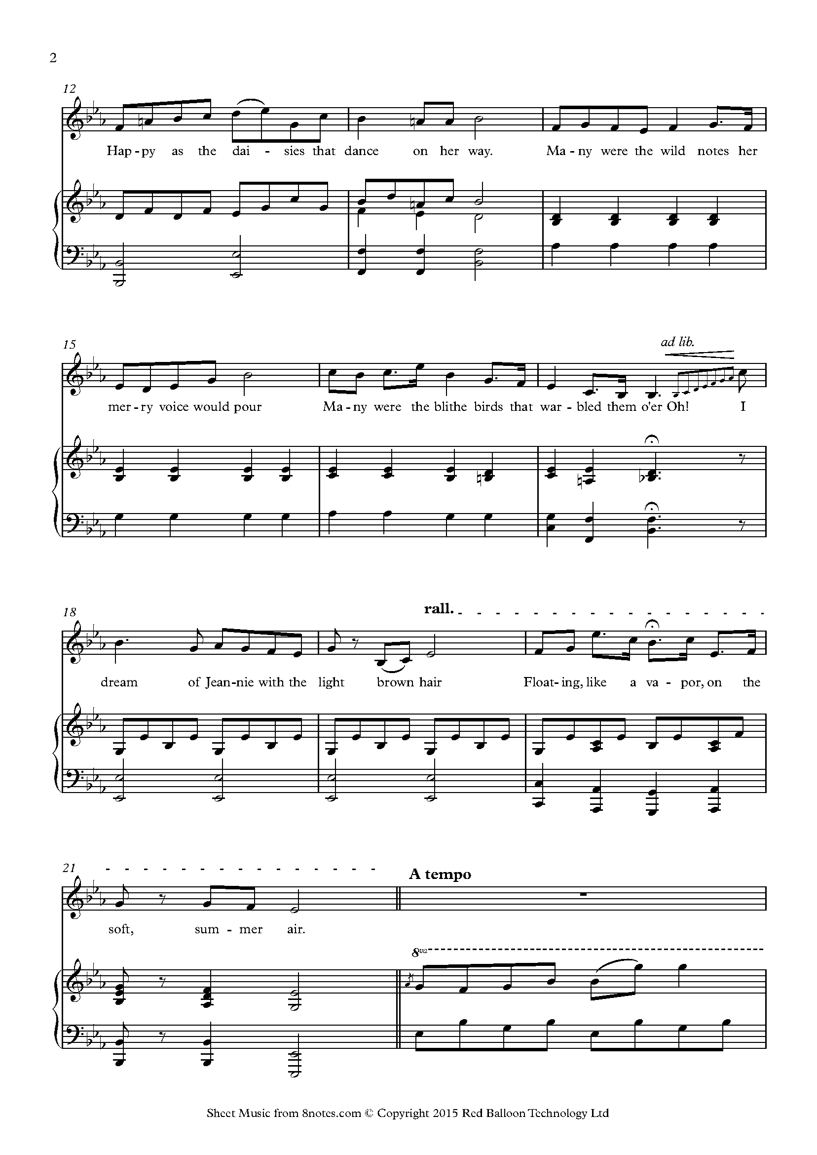 Stephen Foster - Jeanie With The Light Brown Hair Sheet music for Voice ...