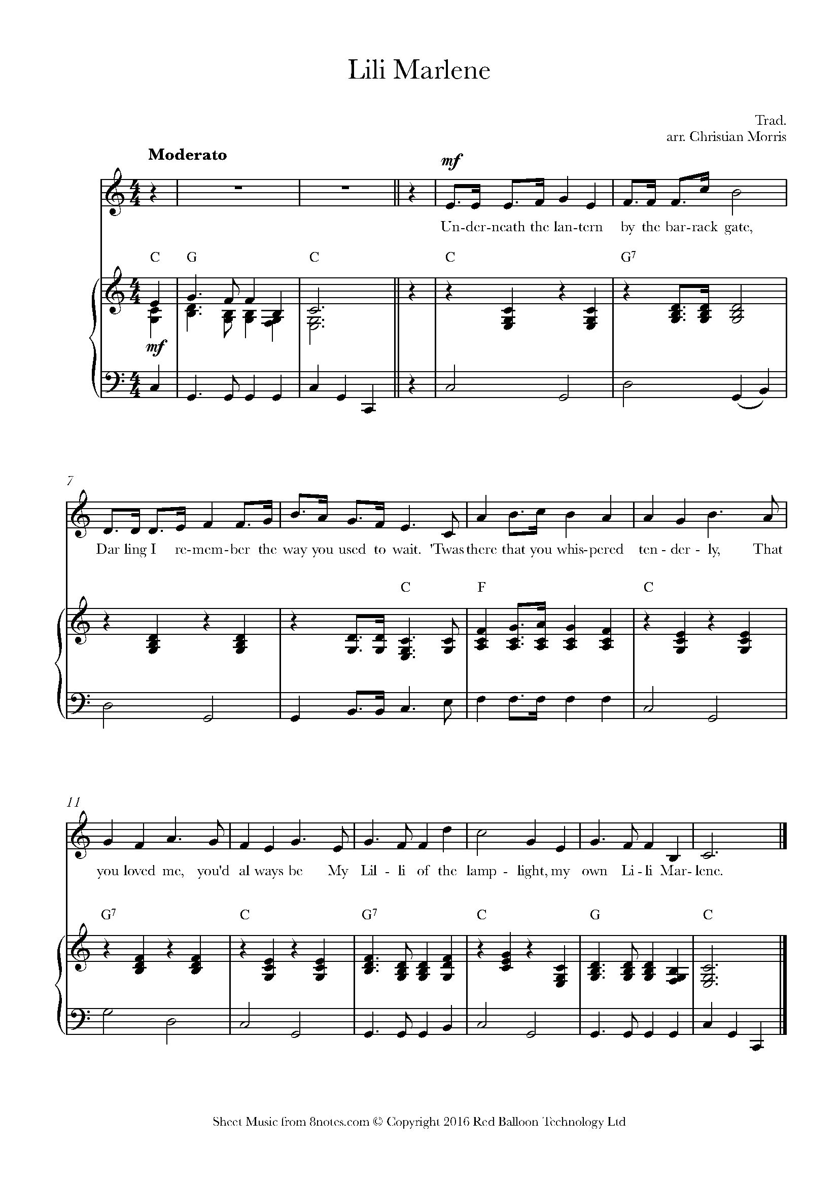 Lili Marlene Sheet music for Voice - 8notes.com