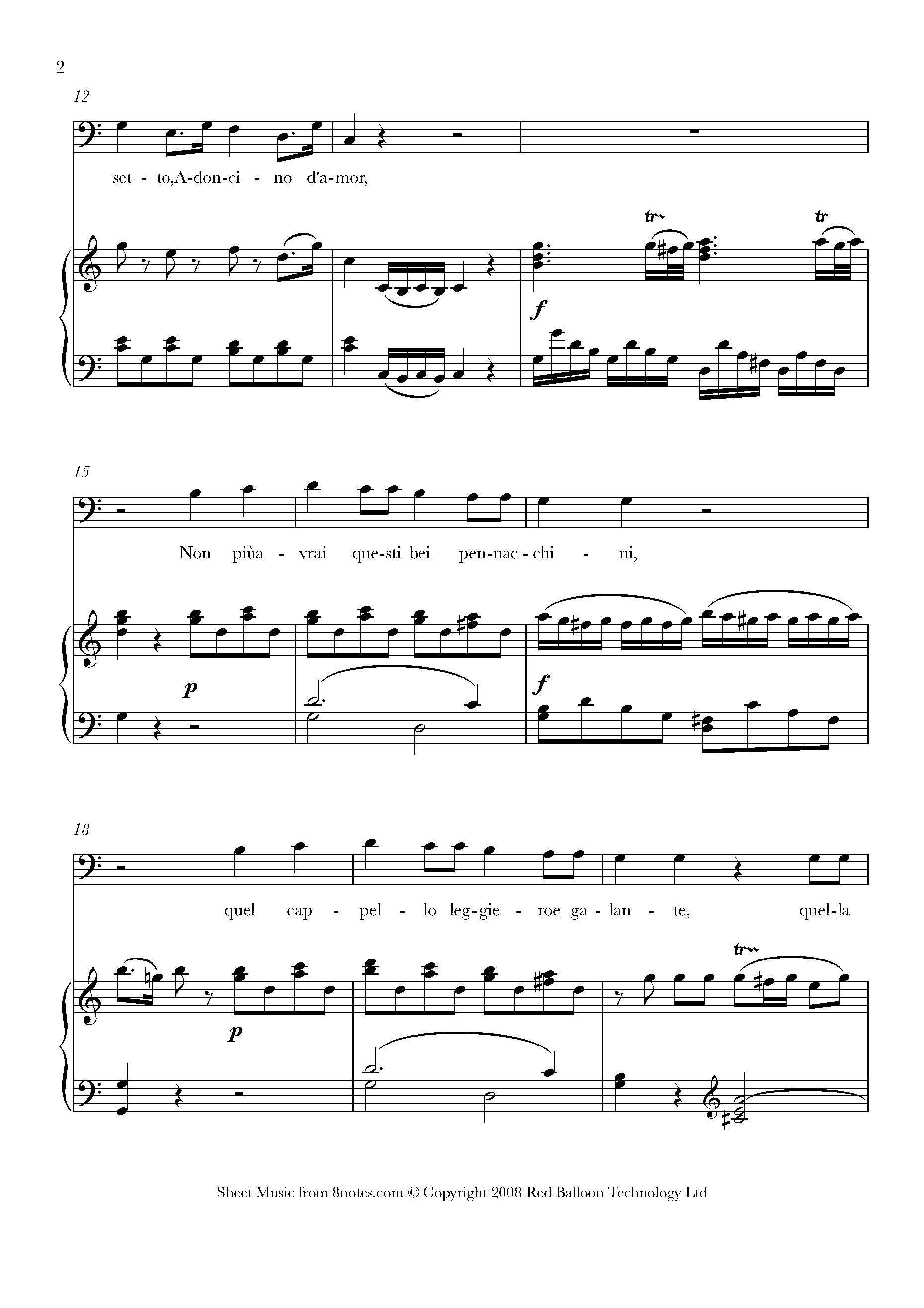 Mozart - Non Piu Andrai from Marriage of Figaro Sheet music for Voice ...