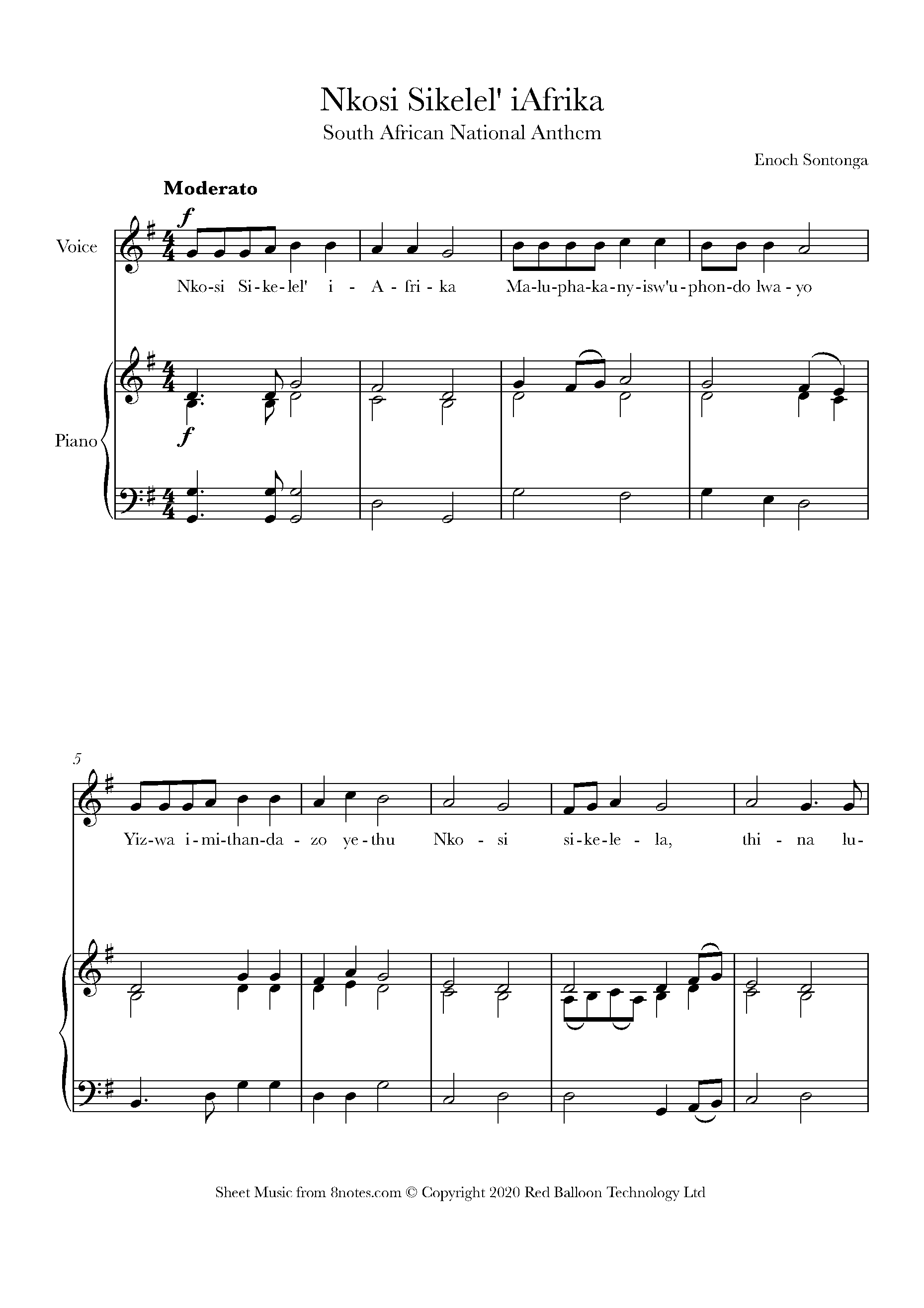 Nkosi Sikelel' iAfrika (South African National Anthem) Sheet music for ...