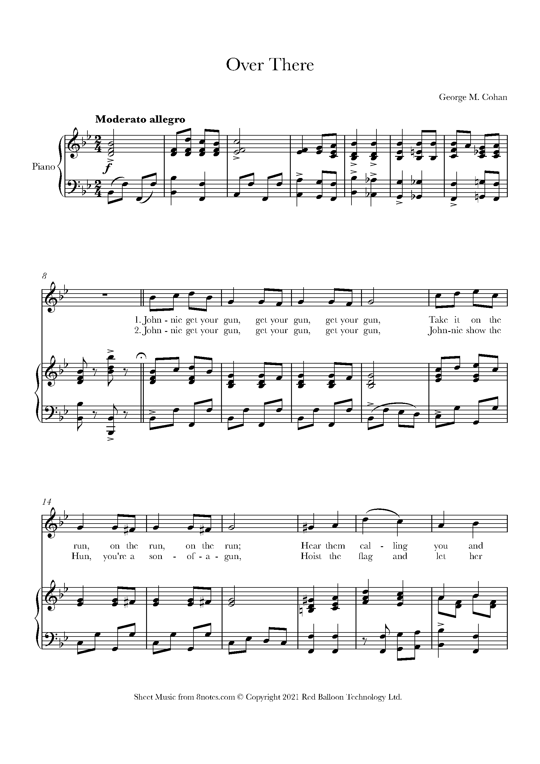 Cohan - Over There Sheet music for Voice - 8notes.com