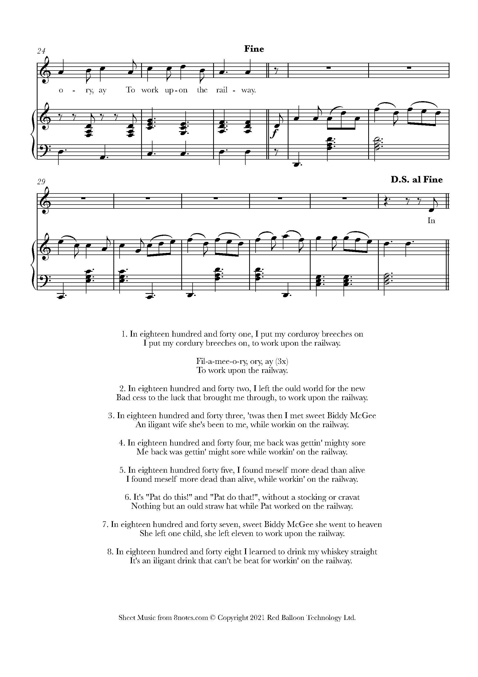 Paddy Works on the Railway Sheet music for Voice - 8notes.com