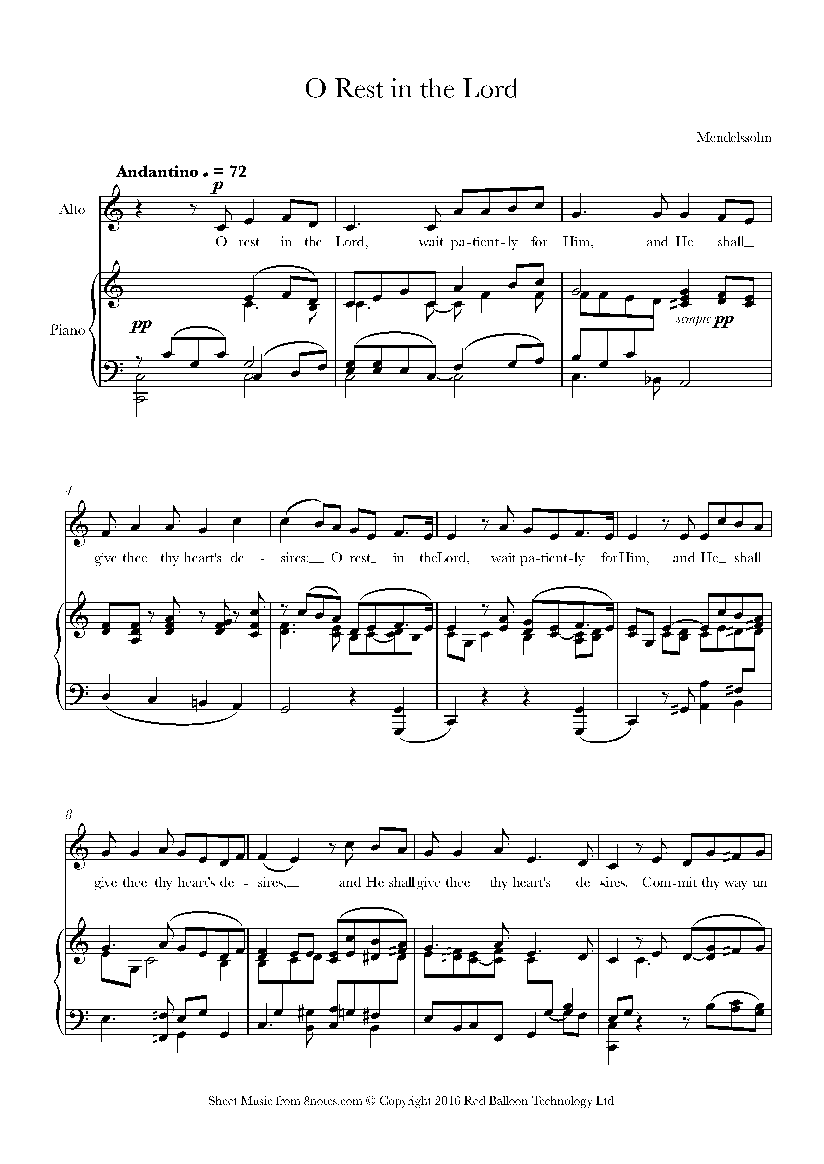 Mendelssohn - Rest in the Lord Sheet music for Voice - 8notes.com