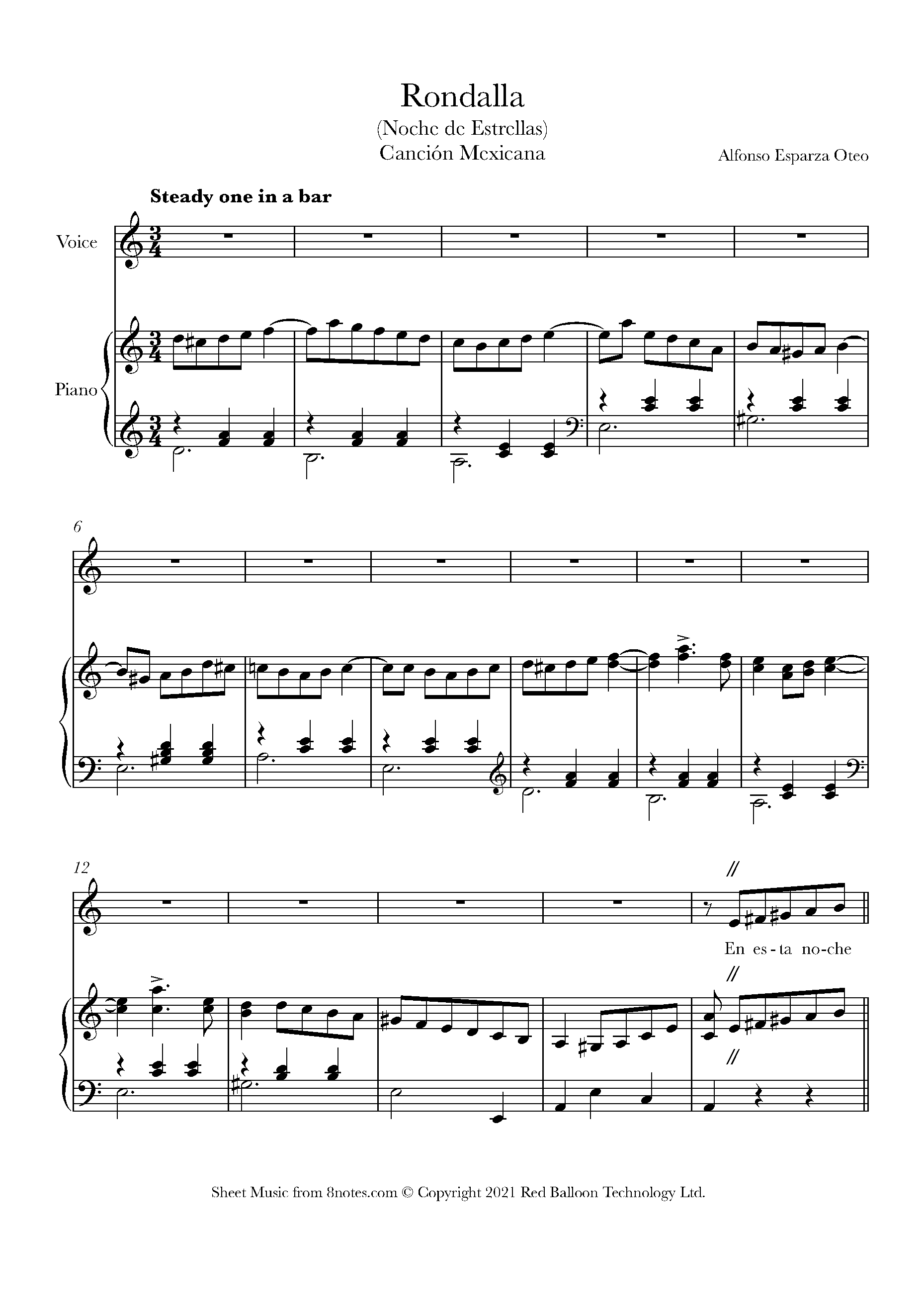 Alfonso Esparza Oteo - Rondalla (Noche de Estrellas) Sheet music for ...
