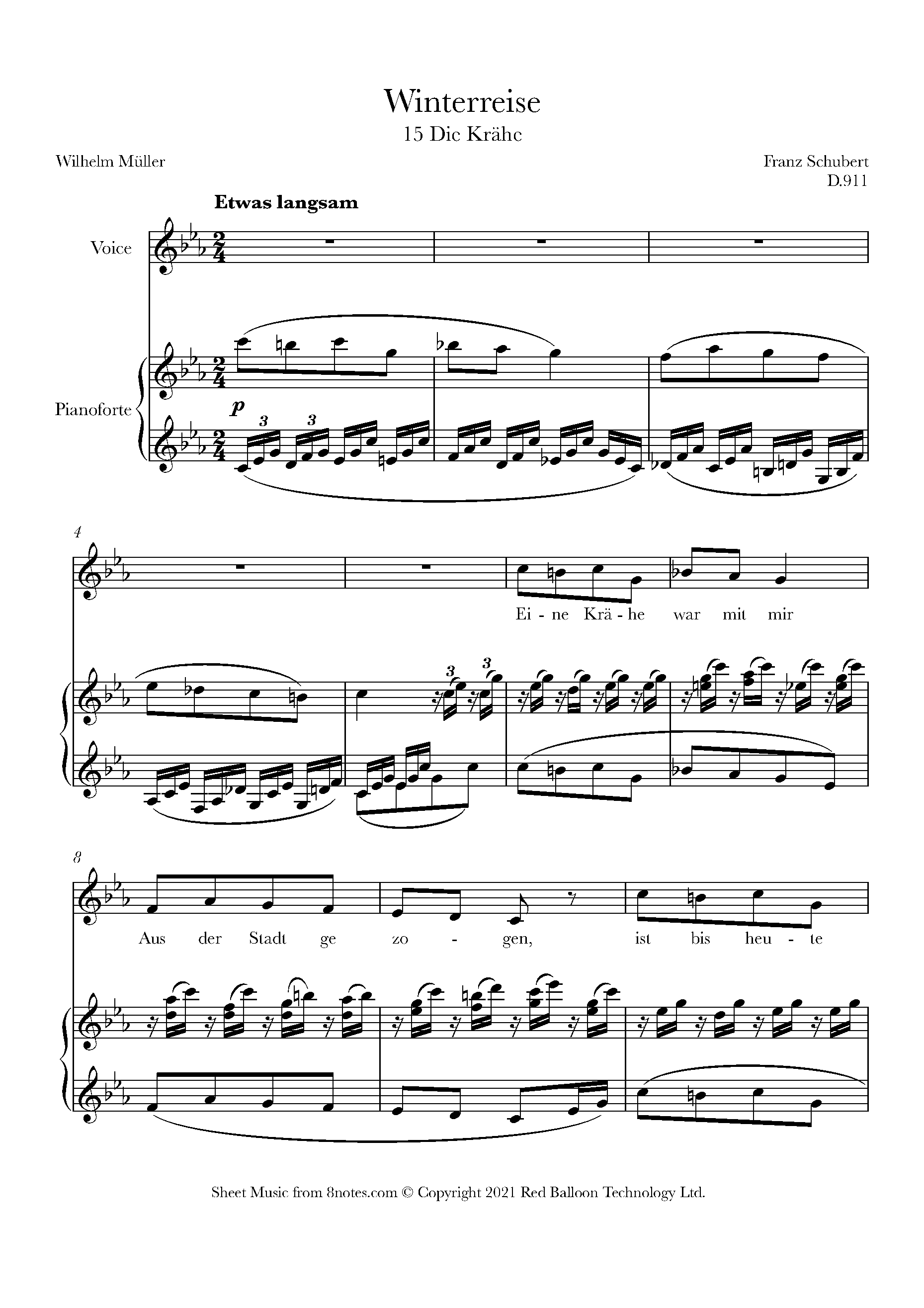 Schubert - ﻿Die Krähe (Winterreise, D.911, No. 15) Sheet music for ...
