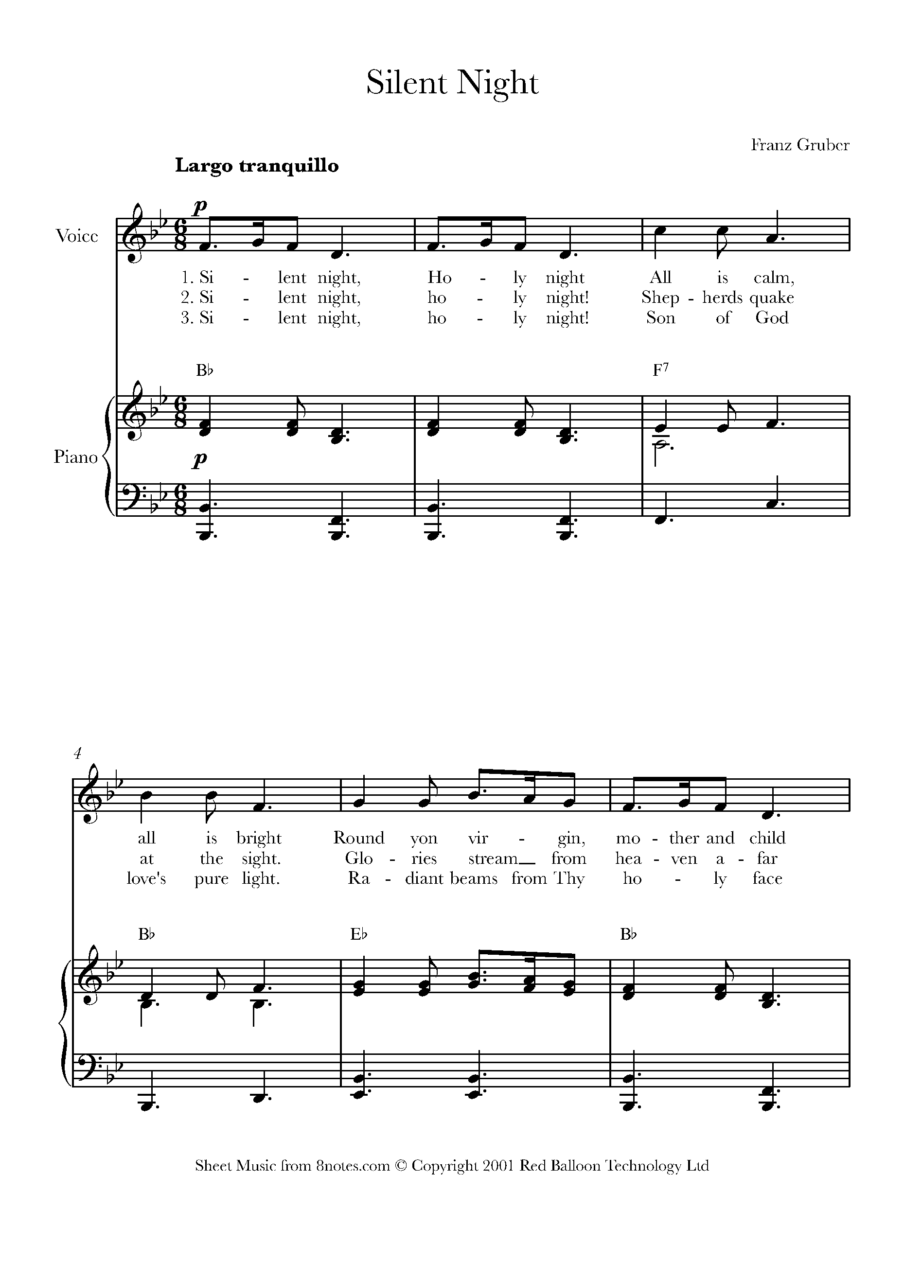 Silent Night Sheet music for Voice - 8notes.com