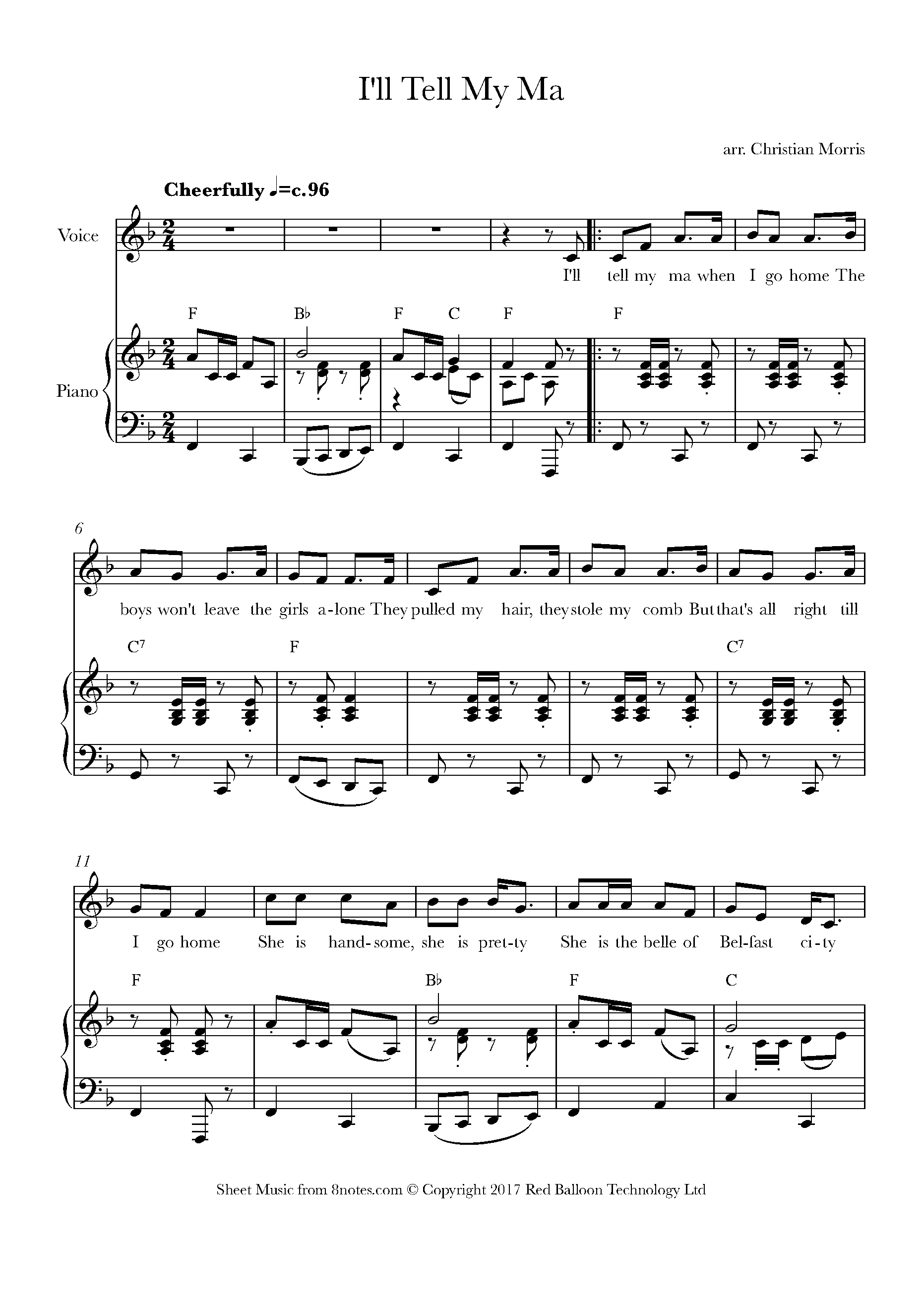 I'll Tell My Ma Sheet music for Voice - 8notes.com