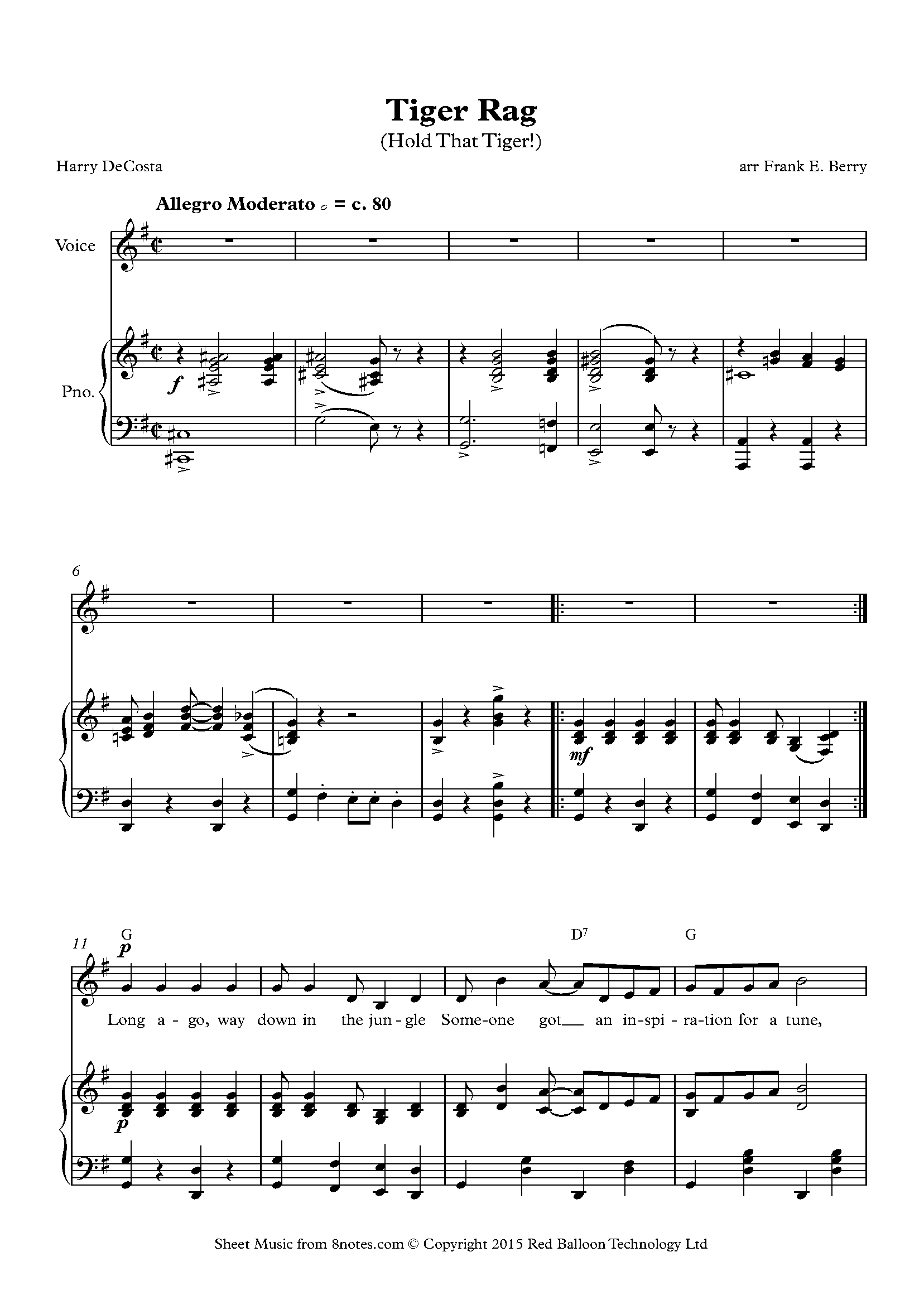 Tiger Rag (Hold that Tiger) Sheet music for Voice - 8notes.com