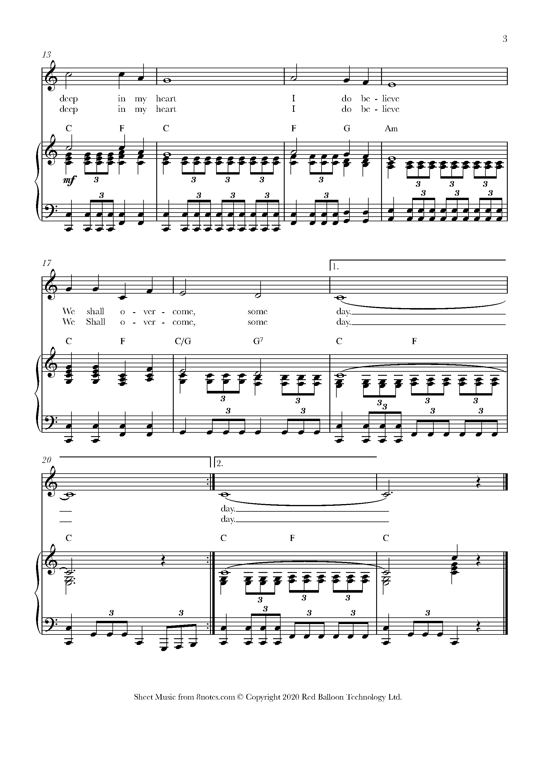 We Shall Overcome Sheet music for Voice - 8notes.com
