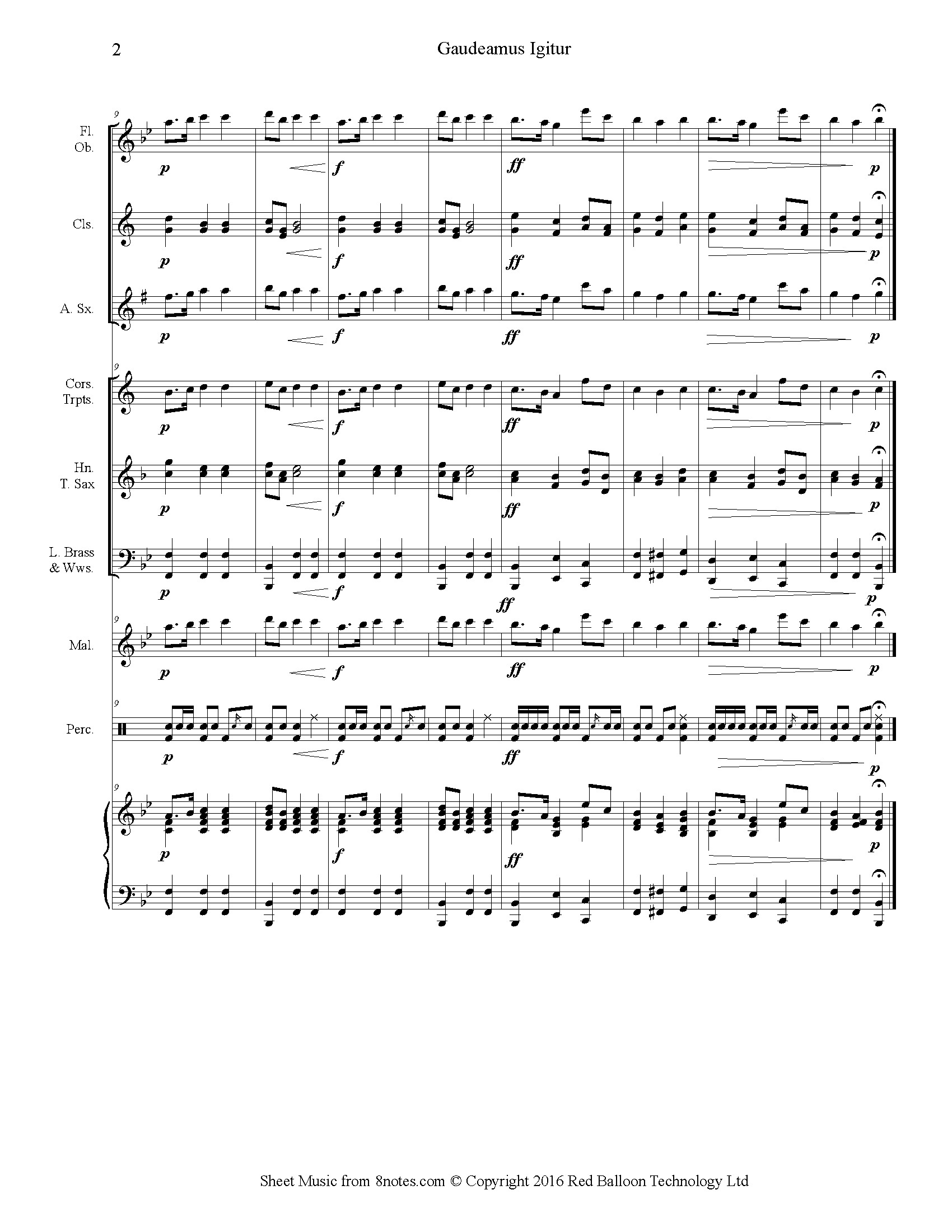 Gaudeamus Igitur (Graduation March) Sheet music for Wind Band - 8notes.com