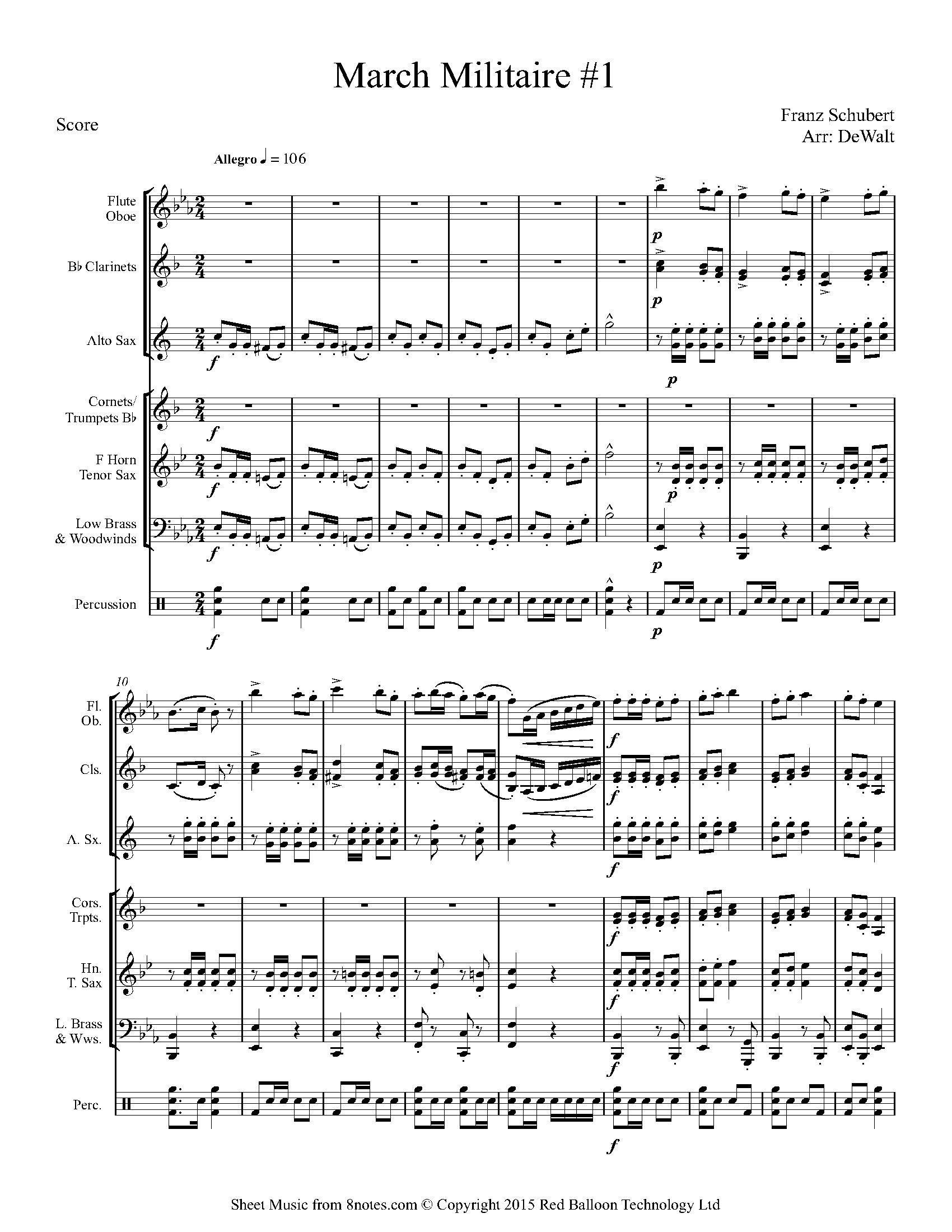 Schubert - March Militaire No.1 Sheet music for Wind Band - 8notes.com