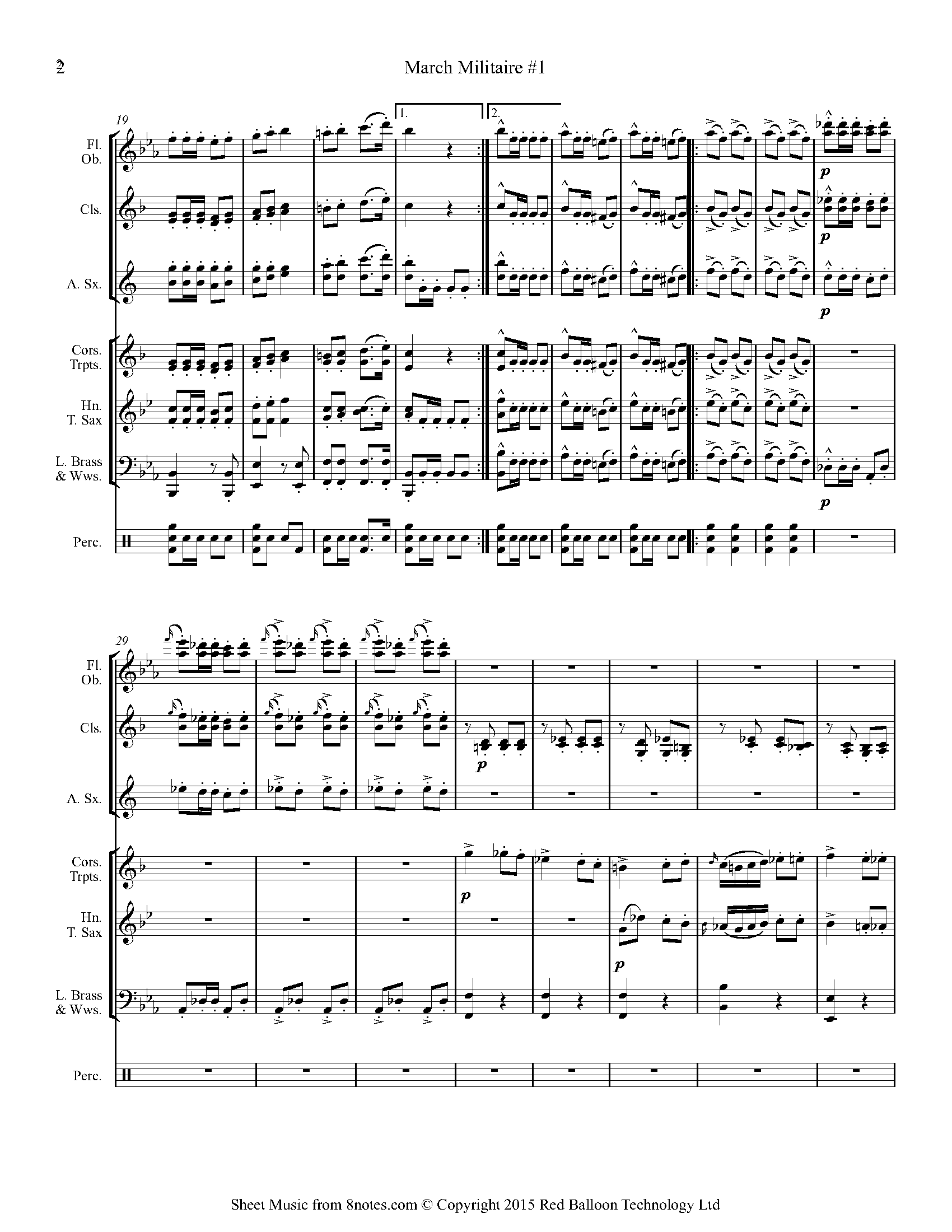 Schubert - March Militaire No.1 Sheet music for Wind Band - 8notes.com