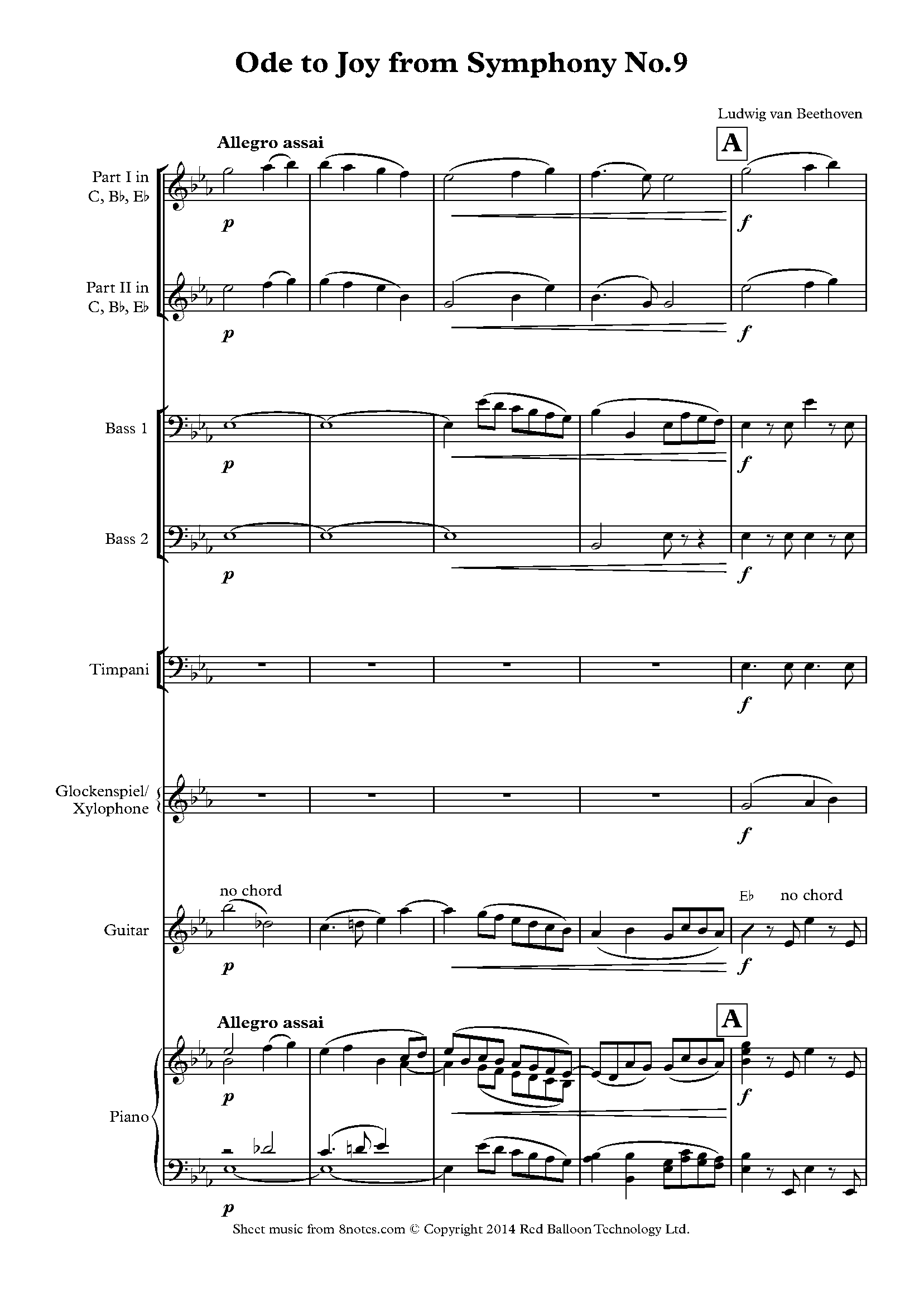Beethoven - Ode to Joy from Symphony No.9 Sheet music for Wind Band ...