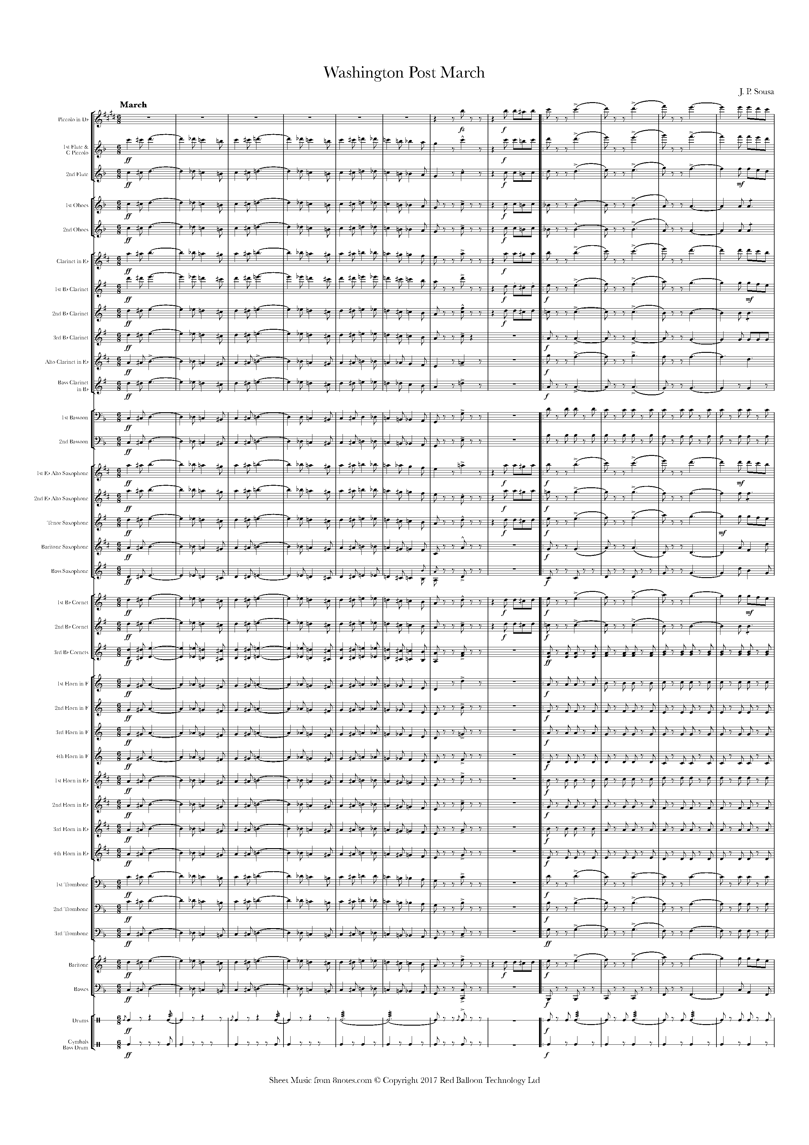 John Philip Sousa - The Washington Post March Sheet music for Wind Band ...