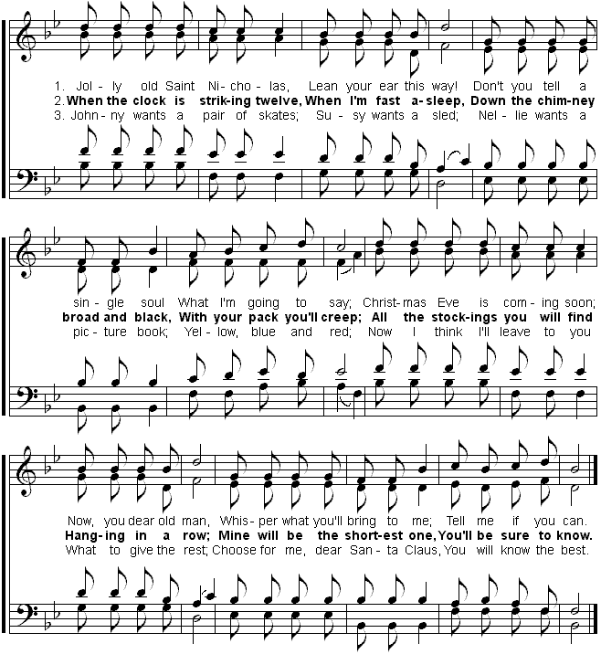 Jolly Old Saint Nicholas Recorder Notes