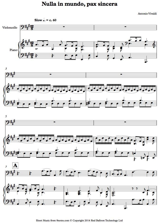 Vivaldi - Nulla in mundo, pax sincera (Motet RV630) sheet music for ...