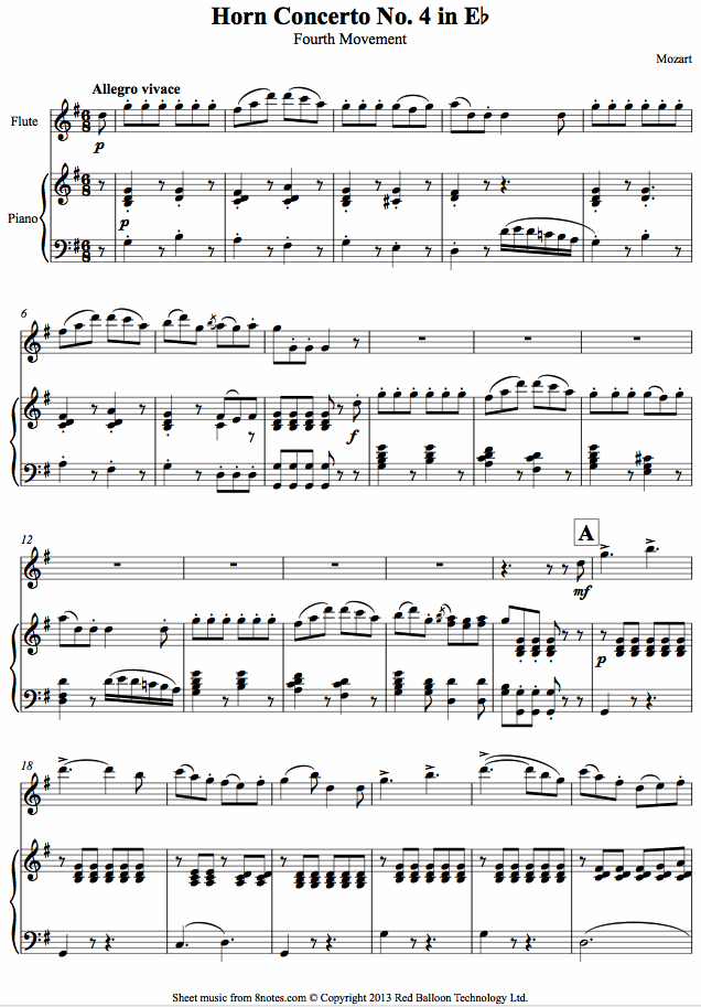 Mozart Flute Concerto Sheet Music at Wilfred Mccarty blog