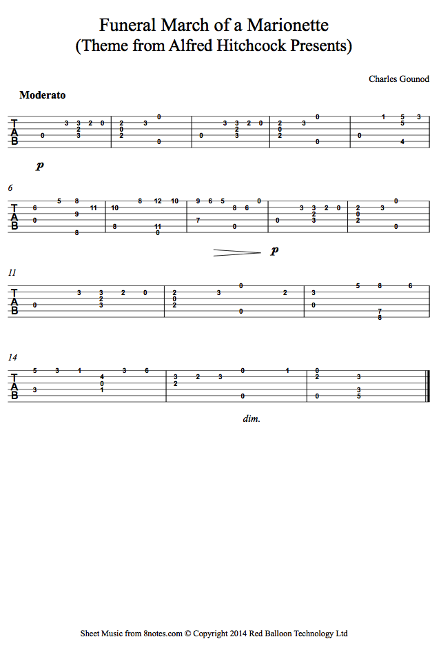 Funeral March Of A Marionette Tab at Yvonne Hosford blog