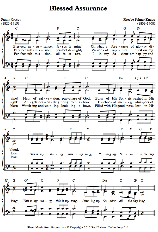 Knapp Blessed Assurance Sheet Music For Piano