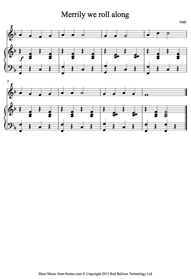 Merrily We Roll Along sheet music for Recorder - 8notes.com