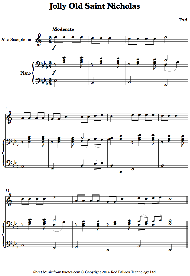 Jolly Old Saint Nicholas Recorder Notes