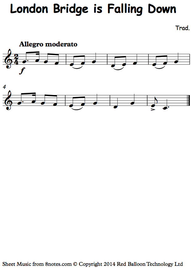 London Bridge is Falling Down sheet music for Trumpet - 8notes.com